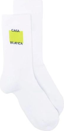 Casablanca Femme, Sous-v&ecirc;tements, Blanc, Taille: 38 FR Acid Lime Logo Square Socks