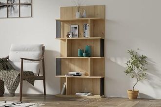 Hanah Home Sapphire Bookshelf, 80 cm x 160 cm x 21.8 cm | 100% Melamine Coated Particle Board, 18 mm Thick | Wall-Mountable, Stylish Storage Solution for Modern 