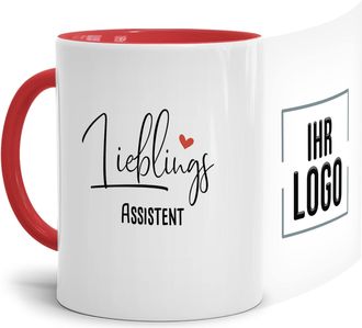 Tassendruck Personalisierte Tasse mit Logo bedrucken - Lieblings-Assistent - Geschenke zum Firmenjubil&auml;um, Assistent, Kaffee-Becher mit Logo | 300 ml, Innen & Hen