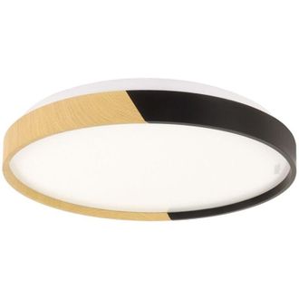 Licht-Erlebnisse Licht-erlebnisse - led Deckenlampe Metall IP44 4100 k neutralwei&szlig;es Licht 1650 lm d: 38 cm rund Holz (Eiche) Schwarz