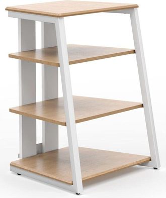 Fitueyes Design HiFi Rack aus Holz und Stahl, TV Rack mit verstellbaren Ablagen & Kabelmanagement, HiFi Regal f¨¹r DVD-Player Stereoanlagen