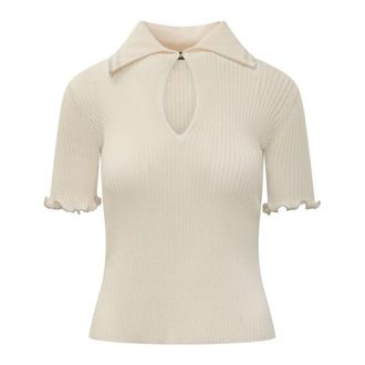 Pinko Polohemd mit Schl&uuml;ssellochausschnitt - - Tops - Damen - Wei&szlig; - L