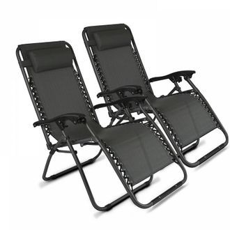Oviala Lot de 2 fauteuils lounge en acier gris