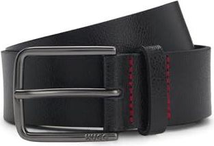 HUGO BOSS Hommes Gerik-Lam Sz35 Ceinture en cuir embossé avec boucle à ardillon teinte argentée brossée