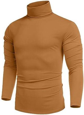 Coofandy Pull Homme Col Roul&eacute; T-Shirt Manches Longues Moderne Pulls Montant Hiver Thermal sous-Pull Basique Pullover Tops Haut Confortable Bordeaux L