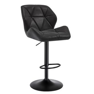 Woltu Tabouret de Bar r&eacute;glable en Hauteur Chaise Haute pour Bar avec Dossier si&egrave;ge rembour&eacute; en Similicuir Pied en m&eacute;tal,Noir, BH287sz-1