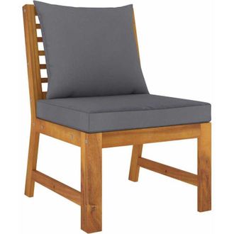 vidaXL Modular-Mittelsofa mit Dunkelgrauen Kissen Akazie Massivholz vidaXL