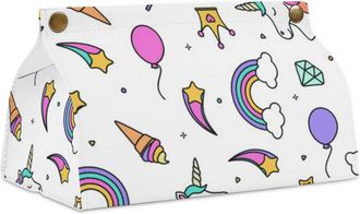 Generic Einhorn Regenbogen Taschent&uuml;cher Box Pu Leder Kosmetikt&uuml;cherbox F&uuml;r B&auml;der K&uuml;chen Badezimmer Schlafzimmer