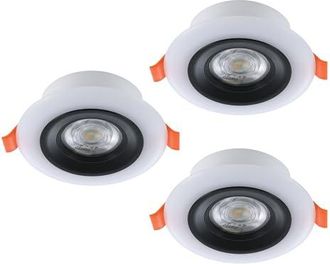 Eglo 3er Set LED Einbaustrahler Calonge RGB, Deckenspot flach mit Fernbedienung, Deckenstrahler dimmbar, Kunststoff in Schwarz-Wei&szlig;, Farbwechsel, warmwei&szlig;-