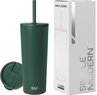 Simple Modern Thermobecher mit Strohhalm und Deckel | Trinkbecher mit Henkel Wiederverwendbare Edelstahl | Geschenke für Frauen und Männer | Classic | 710ml | Fores