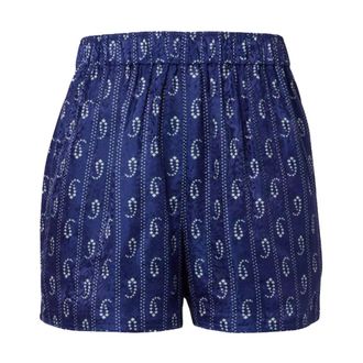 Tory Burch Femme, Shorts, Bleu, Taille: 40 FR Shorts en soie m&eacute;lang&eacute;e imprim&eacute;e