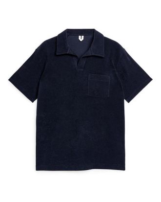 Arket Poloshirt Aus Baumwollfrottee -Blau