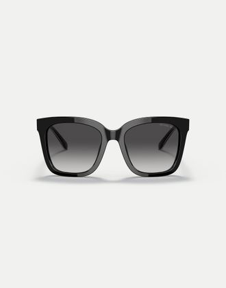 Michael Kors San Marino eckige Sonnenbrille mit grauen Gl&auml;sern in Schwarz