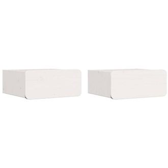 vidaXL Nachttisch 2 pcs Weiß 39 x 34 x 16,5 cm Massivholz Kiefer Vidaxl