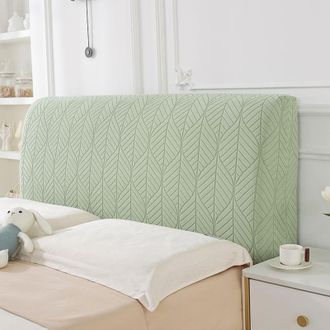 Generic Stretch Staubschutzh&uuml;lle mit vertikalen Streifen Bettkopfteil Bezug f&uuml;r Queen King Full Size Betten Kopfteil Bezug zur Schlafzimmerdekoration Gr&uuml;n Que
