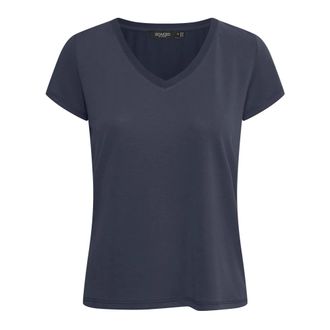 Soaked In Luxury Marineblau V-Ausschnitt T-Shirt - - Tops - Damen - Blau - XS