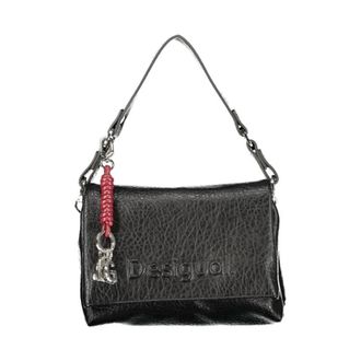 Desigual Embossed Logo Foldover Shoulder Bag - - Bags - Damen - Schwarzk - ONE SIZE