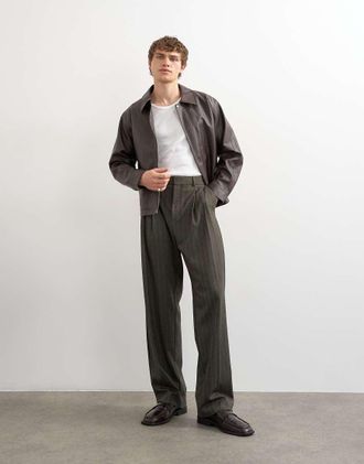 Topman Pantalon ample &agrave; chevrons - Anthracite-Gris