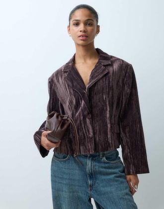 Asos boxy geschnittene Jacke aus braunem Samt