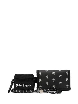 Palm Angels portefeuille imprim&eacute; &agrave; lani&egrave;re - Noir