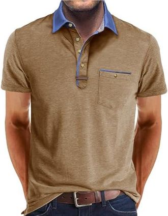 Generic Polo d&eacute;t&eacute; &agrave; manches courtes avec poche pour homme, coupe droite, col rabattable, l&eacute;ger, respirant, polo de golf d&eacute;contract&eacute; pour adulte, pour un usage