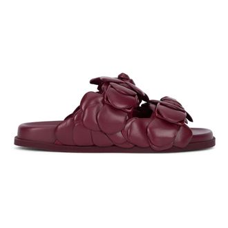 Valentino Garavani Burgund Leder Slides Elegantes Design - - Shoes - Damen - Rot - 35 EU