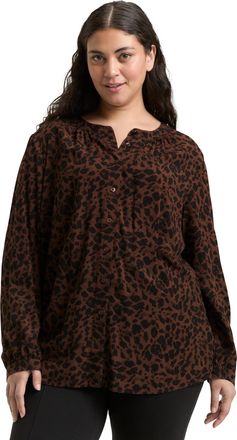 Tom Tailor Damen 1049546 Plussize Bluse, 39041-Brown Black Small Leo Print, 52 DE/Gro&szlig;