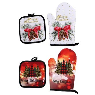 Cabilock Isolierte Backofen Handschuhe Set Aus Polyester Mit Silberbeschichtung - Hitzebest&auml;Ndige K&uuml;Chenschutzhandschuhe F&uuml;R Backen Grillen Und Mikrowelle