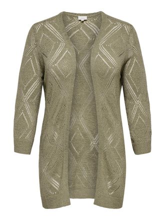 Only Carmakoma Strickjacke ONLY CARMAKOMA CARPAMELA 4/5 OPEN CARDIGAN KNT, Damen, Gr. XL, beige (silber sage), Strick, Obermaterial: 55% Polyacryl, 45% Nylon, unifar