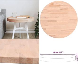 vidaXL Tischplatte Ø40x4 cm Rund Massivholz Buche - Holztischplatte - Buchenholzt Tischplatte - Runde Tischplatte - Tischplatte Durchmesser 40 Cm - Bartisch