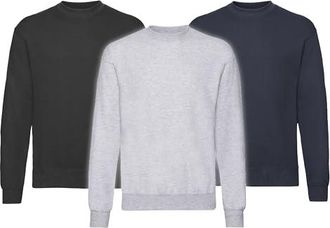 Fruit Of The Loom Fruit of The Loom Classic Set in Sweat, 3 Pack, Sweat-Shirt Homme, Multicolore (Black/Heather Grey/Deep Navy 26), XX-Large (Taille Fabricant: 2XL)