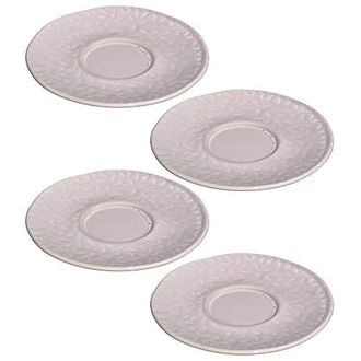 Leonardo Matera Unterteller 4-er Set, sp&uuml;lmaschinengeeignete Steingut-Unterteller f&uuml;r Espressotassen, 4 Keramik-Untertassen, rosa &Oslash; 11 cm, 018578