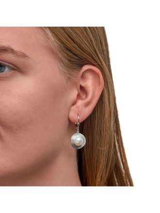 Zeeme Pearls Ohrringe Silber 925 rhodiniert mattiert mit 2x Perle wei&szlig; 7-8mm