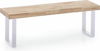 PEGANE Banc dassise coloris ch&ecirc;ne nordique / pieds blanc - Largeur 120 x Profondeur 34 cm x Hauteur 47 cm -PEGANE