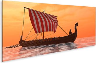 Islandburner Bild auf Leinwand Wikingerschiff Segelt Über Ruhige Gewässer Im Ozean Bilder Wandbilder Poster