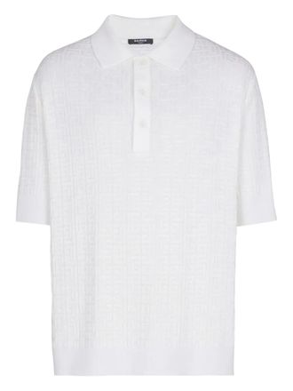 Balmain Poloshirt mit PB-Monogramm - Wei&szlig;
