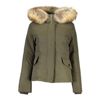 Woolrich Femme, Vestes, Vert, Taille: 38 FR Veste Verte à Capuche avec Fourrure Amovible
