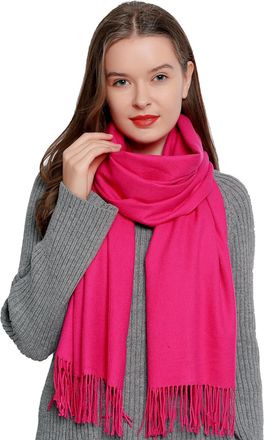 DonDon Schal Damen Winter Wollschal Winterschal warm weich 185 x 65 cm pink