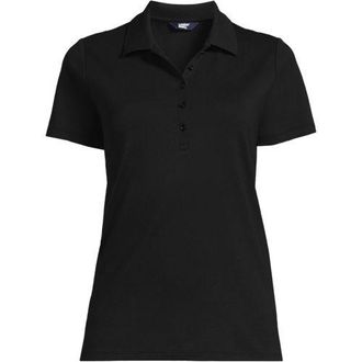 Lands End Supima Polo-Shirt, Damen, Gr&ouml;&szlig;e:52-54 plus, Schwarz, Baumwolle, by Lands End
