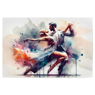 artboxONE Poster 120x80 cm Musik Tanzendes Paar in Aquarell - Bild aquarell ballett bunt