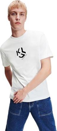 Karl Lagerfeld Karl Lagerfeld Jeans, Homme, T-Shirt &Agrave; Manches Courtes Avec Logo Monogramme, Coupe R&eacute;guli&egrave;re, Blanc, XL