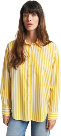 GANT Femme, Blouses et Chemises, Jaune, Taille: 40 FR Chemise Popeline &agrave; Rayures Jaunes