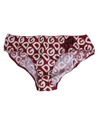Dolce & Gabbana Womens Bordeaux Dg Logo Slip Bottom Brief Underwear Cotton Clothing