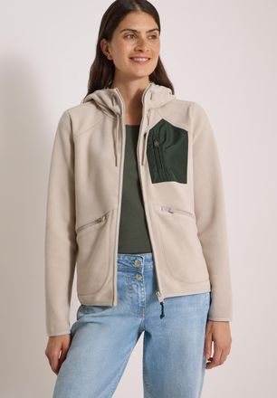 Cecil Fleecejacke CECIL, Damen, Gr. XXL (46), beige (powder beige), Stoff, Obermaterial: 100% Polyester. Obermaterial 2: 100% Polyester, unifarben, comfort 