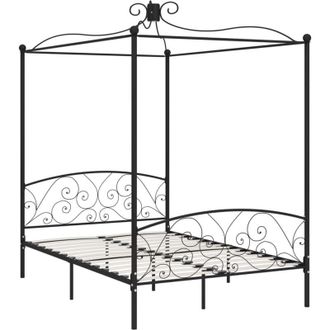 vidaXL Himmelbett-Gestell Schwarz Metall 120 x 200 cm Vidaxl