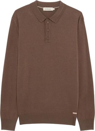 Gianni Lupo Homme, Tops, Brun, Taille: XL Polo &agrave; Manches Longues avec Patte de Boutonnage &agrave; Trois Boutons