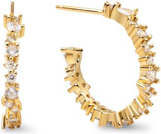 Singularu Estellar White Creolen. Sterlingsilber mit 18 Kt Vergoldeter Beschichtung. Schmuck für Damen