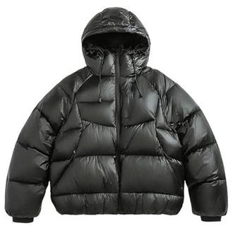 Generic Parka épaisse et chaude en duvet de canard pour homme, manteau à bulles dhiver, vêtements dextérieur décontractés, Noir, XL