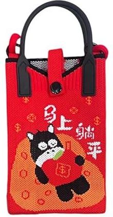 Generic Sac de t&eacute;l&eacute;phone tricot&eacute; pour lann&eacute;e du cheval 2026, sac &agrave; bandouli&egrave;re personnalis&eacute; de cheval de dessin anim&eacute;, cadeau de Nouvel An, A11, M