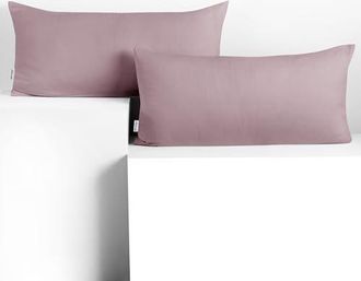 Decoking 2 Kissenbezüge 40x80 cm Jersey 100% gekämmte Baumwolle Reißverschluss Erikafarben Amber